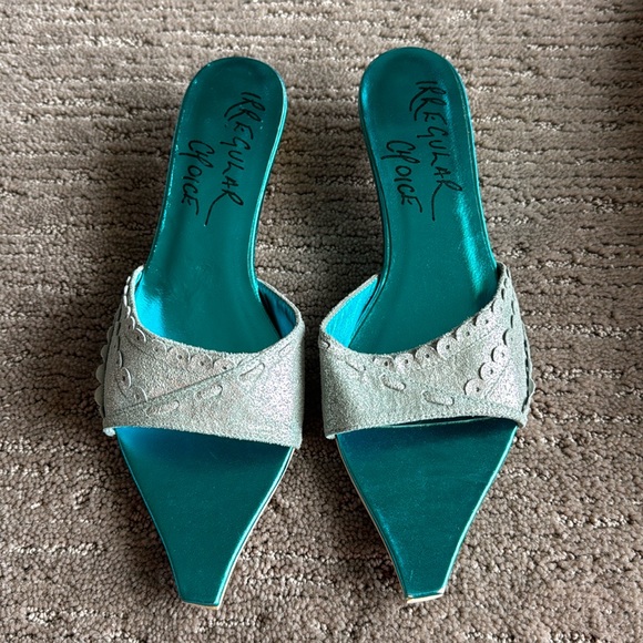 Irregular Choice | Shoes | Irregular Choice Blue Metallic Kitten Heel ...